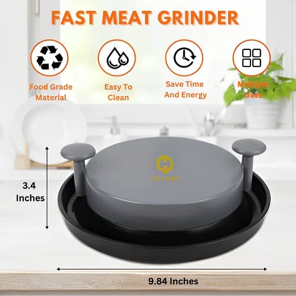 Hocane Chicken & Meat Shredder - Alternative to Bear Claws Meat Shredder - Large Size Meat Shredding Tool with Handles and Non-Skid Base Suitable for Pulled Pork,Beef and Chicken, Black