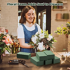Upgraded 6 Pack Floral Flower Foam Blocks, Green Plant Foam for Flower Arrangements, Wet & Dry Florist Foam Styrofoam for Fresh and Artificial Flowers (5.5"L X 3.1"W X 1.6"H)
