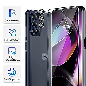 TQLGY 3 Pack Screen Protector for Motorola Moto G 5G 2022 with 2 Pack Camera Lens Protector, Tempered Glass Film, 9H Hardness - HD - Bubble Free - Anti-Scratch - Easy Installation