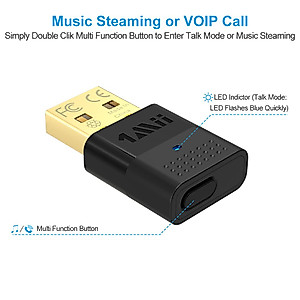 1Mii Bluetooth 5.2 USB Audio Transmitter Adapter for PC PS4 PS5 Wireless Audio Dongle with aptX Low Latency for Connecting Bluetooth Headphones Speakers (Only Support Audio Devices)