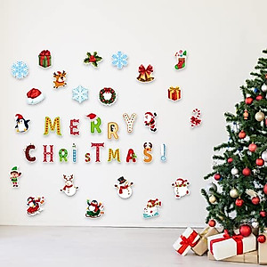 NBjiuyin 72 Pieces Christmas Mini Cut-Outs with 100 Glue Point Dots Assorted Xmas Cartoon Accents Cutouts for Bulletin Board Classroom Decoration School Home Holiday Christmas Party