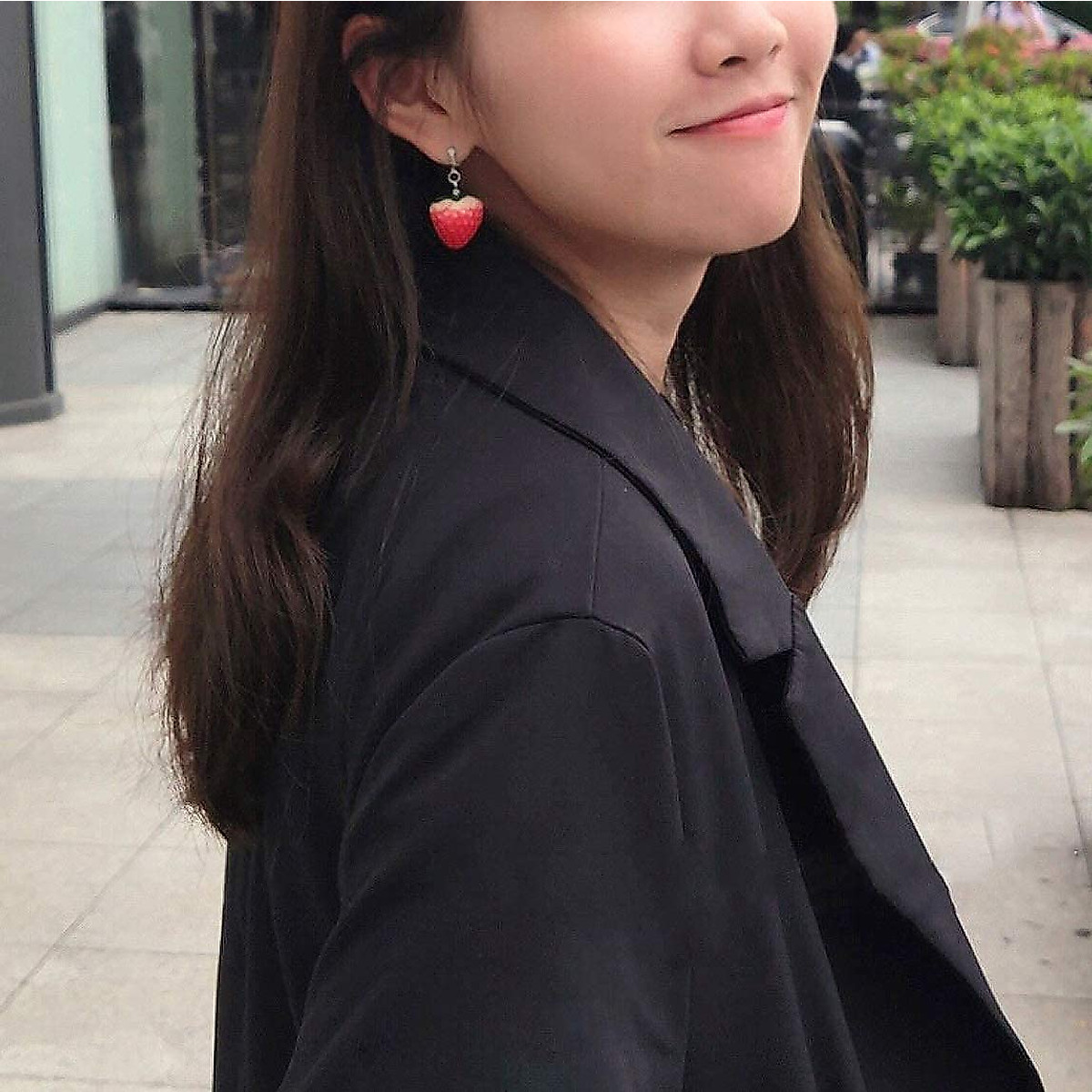 Strawberry Drop Dangle Earrings for Women, Red Cute Strawberry Dangle Earring, Simulated Strawberry Earrings,3D Acrylic Fruit Drop Earring (Ear hook)