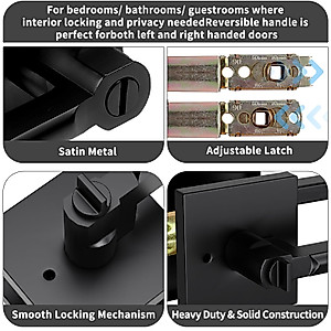 Alpacasso 7PCS Interior Door Lever Handle Lock Set from Inside Privacy Passage Bedroom Locker Door Heavy Duty Hardware Gate Hinges Spring Baseboard Stopper Knob Deadbolt Keyless for Kids Child Safety