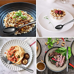 Black 40-Piece Silverware Set, Flatware Set with Organizer Mirror Polished, Dishwasher Safe Service for 8, Include Knife Fork/Spoon with 5-Compartment Non Slip Drawer Organizer Box Tray(Black)