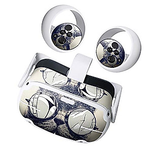 FAMKIT Sticker for VR Headset PVC Stickers Fingerprint-Proof Vinyl Decal Cover for Oculus Quest 2 VR Headset Parts