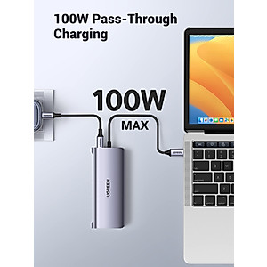 UGREEN USB C Hub, 10-in-1 USB-C Docking Station, 4K HDMI& VGA Dual Monitor, 1Gbps Ethernet, 100W PD, 3 3.0 Ports, 3.5mm Audio Jack, SD/TF Card Reader Multiport Adapter for MacBook iPad Dell HP