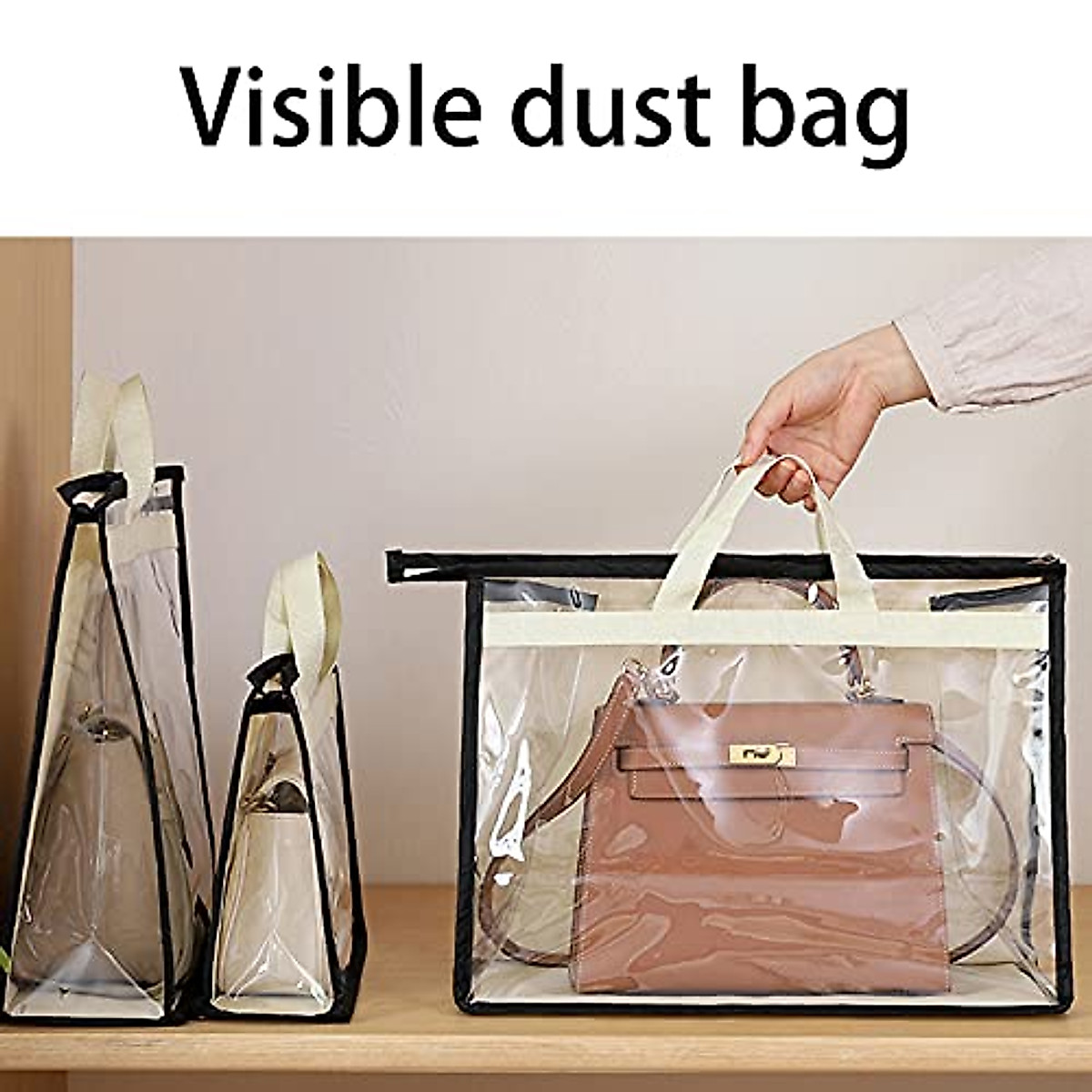 SZXFMY 8 Pack Handbag Storage Organizer Dust Bags Transparent Hanging Purse Organizer Wallet Storage Bag for Hanging Closet with Handle and Zipper Handbag
