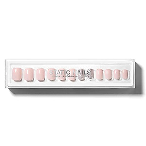 Static Nails Reusable Pop-On Manicure Set, Non-Damaging Glue-On Nails (Ballerina Square) - False Nails with Static Nail Glue, Nail Set, Fake Acrylic Press On Nails