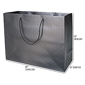 MODEENI 10 Large Gift Bags 16x12 inches Extra Large Black Gift Bags Luxury XL 16x6x12 Black Wedding Bag Matte Extra Large Gift Bag with handles 16x12 Big Size XL Black Paper Shopping Bags Modern Fancy Elegant For Presents Gifts Business