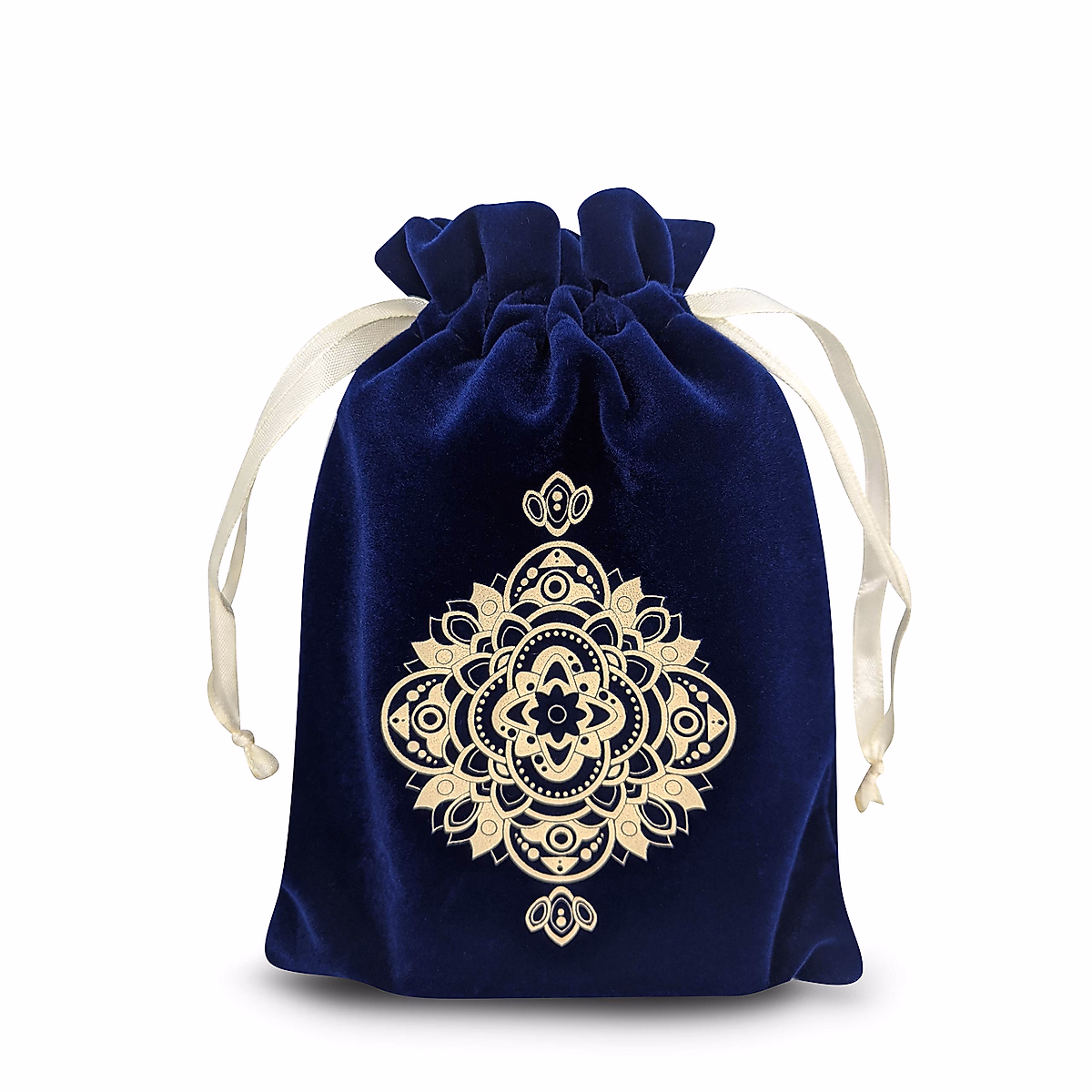Miriyan Spiritual Mandala Tarot & Dice Bag I Velvet & Satin Drawstring Pouch Ideal Size for Tarot & Oracle Cards, DND, D&D, Dungeons and Dragons Accessories, Runes & Jewelry I Travel Gift Bag (Blue)