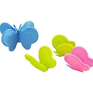 WAYUTO Silicone Pinch Mitt Butterfly 4Pcs Magnetic Gloves Heat Resistant Pot Holder Pan Handle Covers Pot Grip Handle Sleeve for Oven Kitchen Helper Gadgets Tools Home Camping Random Color