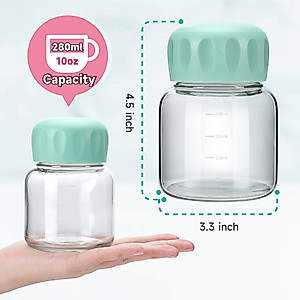 TANKLANCY 4 Pack Glass Food Storage Jars with Screw Lid for Overnight Oats Containers,10 oz Mini Glass Overnight Oats Jars