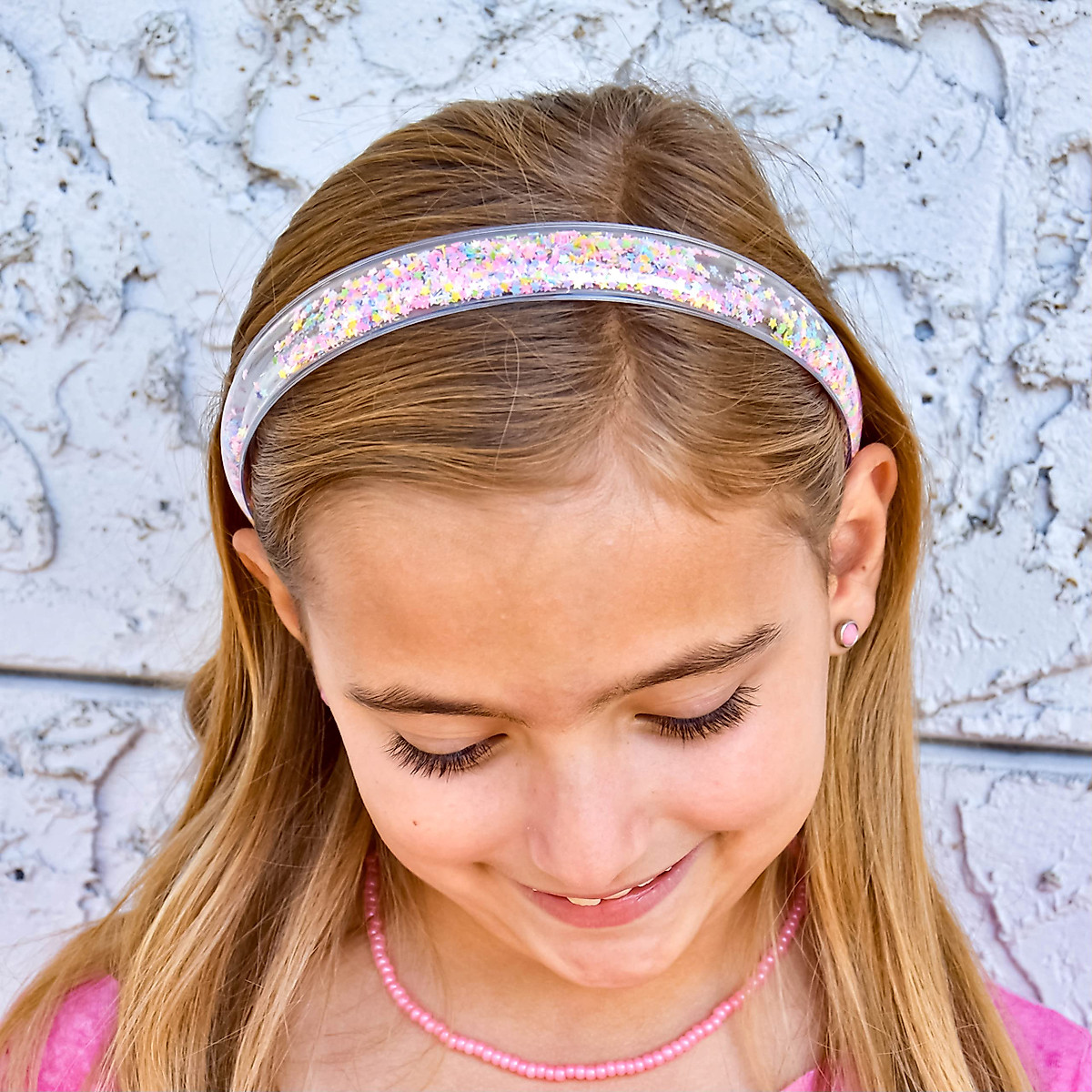 FROG SAC 4 Glitter Headbands for Girls, Sparkly Confetti Headband with Teeth for Kids, Cute Rainbow Pink Purple Blue Hard Head Bands, Little Girl Hair Accessories