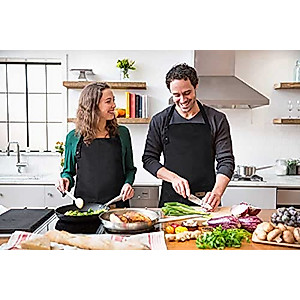 Hongsome Artist Apron,Paint Garden Pottery Teacher Painting Aprons for Adults Women 3 Pockets, Adjustable Bib Apron for Art Gardening Cooking Black