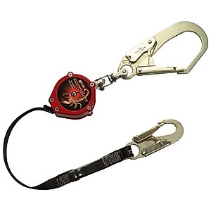 Miller Scorpion 9-Foot Personal Fall Limiter with Steel Locking Rebar Hook w/Swivel Shackle & Steel Locking Snap Hook, 310 lb. Capacity (PFL-6/9FT) , Red