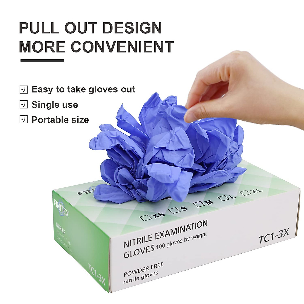 FINITEX Nitrile Disposable Medical Exam Gloves - Ice Blue 3.2 mil Powder-free Latex-Free Gloves 1000 PCS Examination Home Cleaning Food Gloves(Small)