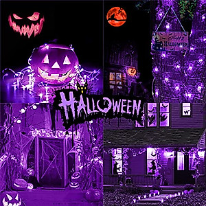 Hopolon Halloween Solar String Lights Outdoor, 2 Pack Each 33FT 100 LEDs Solar Powered Fairy Lights with 8 Modes for Indoor Outdoor Patio Yard Trees Christmas Wedding Party-Purple