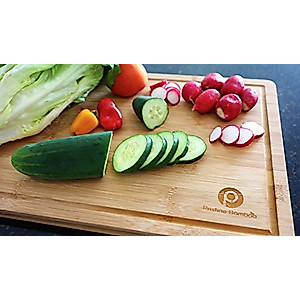 Extra Large Organic Bamboo Cutting Board for Kitchen - Wood Butcher Block - Wood Cutting Board with Juice Groove - Kitchen Chopping Board for Meat, Cheese and Vegetables, 18 x 12” - Pristine Bamboo