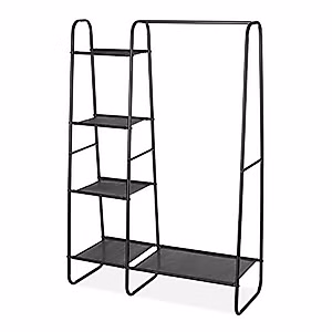 Whitmor Freestanding Wardrobe w/Fine Mesh Fabric Shelves for Portable Clothing Storage, Black