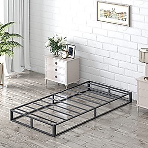 Bilily 6 Inch Twin Bed Frame with Steel Slat Support, Low Profile Twin Metal Platform Bed Frame Support Mattress Foundation, No Box Spring Needed/Easy Assembly/Noise Free
