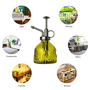 REFFU Plant Mister Spray Bottle 6.3 Inches Tall Vintage Plant Spray Bottle, Plant Sprayer Mister,Plant Spritzer, Watering Can with Top Pump for Indoor House Plants, Garden,Cleaning (Yellow)