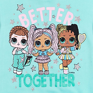 L.O.L. Surprise! Unity Flipside Marine Q.T. Little Girls Fleece Pullover Sweatshirt and Jogger Pants Set Pink/Green 6-6X