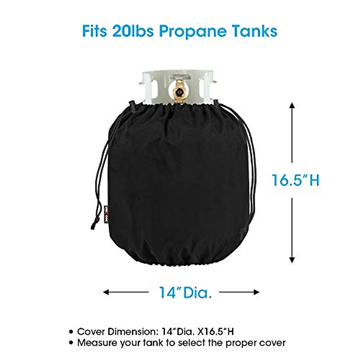 Unicook Propane Tank Cover 20lb, Heavy Duty Gas Tank Cover with Adjustable Drawstrings, Dress up Your Gas Grill, Durable and Convenient, Fits Standard 20lb Tank Cylinder, Black
