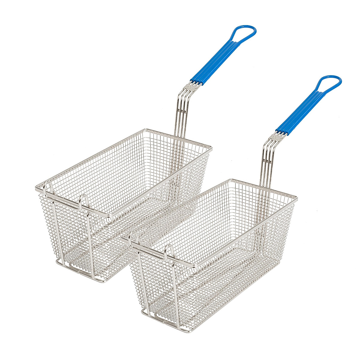 Cuisine Ready Deep Fryer Basket | 2 Pack | Stainless Steel | Commercial Fry Basket with Handle | 13.25" x 6.5" x 5.9" | Heavy Duty Restaurant Quality