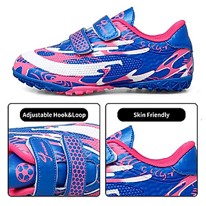 Rhyme-Zeal Boys Indoor Soccer Shoes TF Soccer Shoes Kids Football Shoes Soccer Cleats White Gold 5 Big Kid