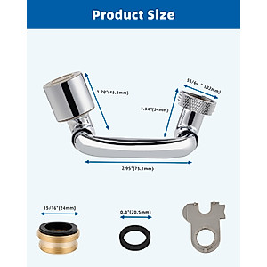 Hibbent 1080° Swivel Faucet Extender, Metal Rotatable Sink Faucet Aerator with Brass Extension, Dual Function 2 Modes Kitchen & Bathroom Sink Sprayer, Faucet Attachment for Gargle/Eye/Face Washing