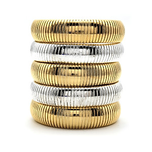 Marshal Metal Fashion Bracelet Omega 18k Gold Plated Brass Stretch Cobra Bracelet (14mm))