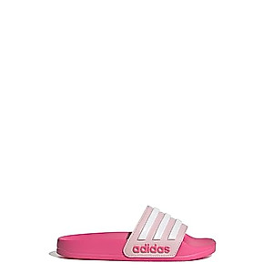 adidas Adilette Shower Slide Sandal, Clear Pink/White/Lucid Pink, 3 US Unisex Little Kid