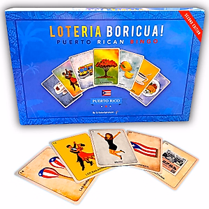 SJ Entertainment Puerto Rico Bingo Loteria Boricua - Millennial Bilingual Puerto Rican Game - Bingo Twist with PR Cards - Party Game with Translation