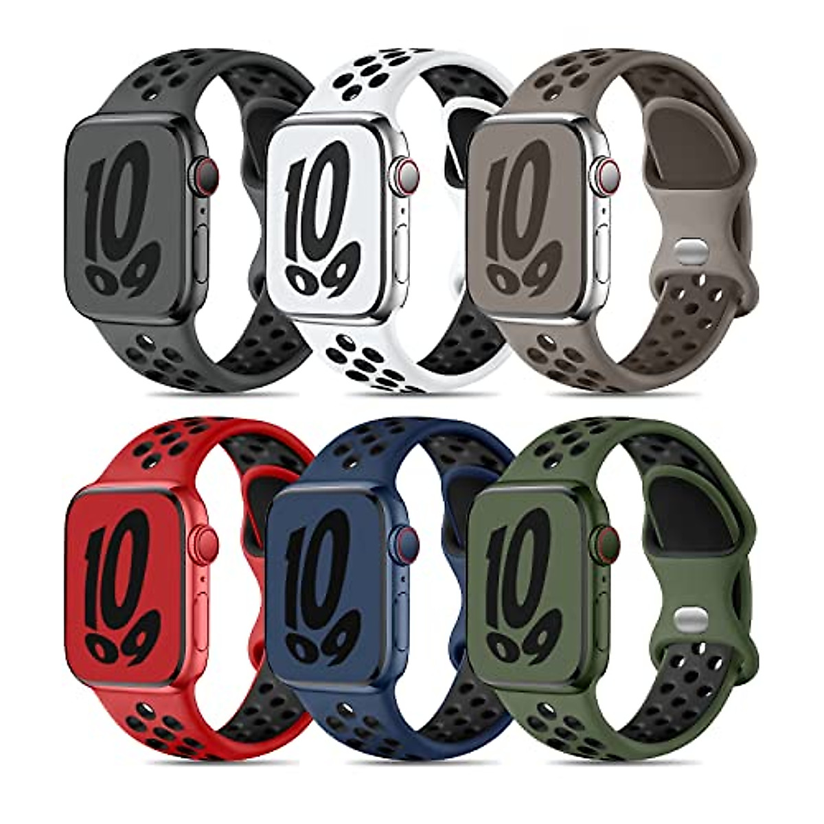 Keponew Compatible with Apple Watch Band 44mm Men,Compatible with Apple Watch Band 45mm Men,Compatible with Apple Watch Band Men,iWatch bands 44mm 45mm 49mm 40mm 38mm 41mm for Ultra1&2/SE/Series 9 8 7 6 5 4 3 2 1,Sport Breathable Soft Silicone Strap