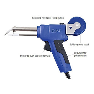 30W/60W Soldering Gun with Solder Wire Feeder - Electricians Essential - Soldering Iron Thermostat Tool Kit for DIY Kits & Electronics - Handheld Welder Temperature Gun for Home Improvement