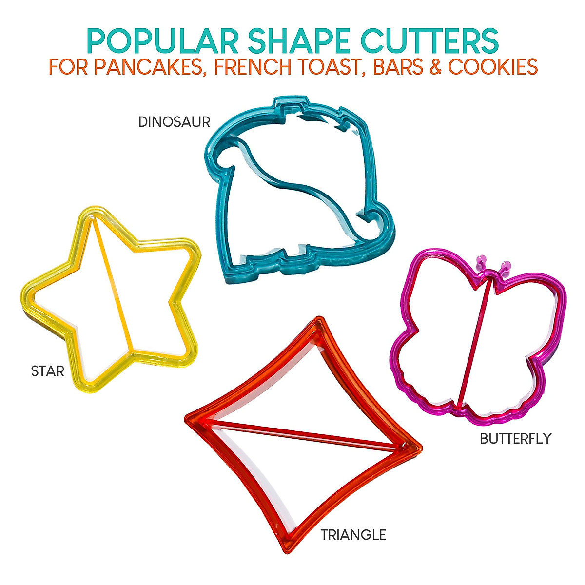 Colorful Sandwich Cutter Shapes, Multi Colors and Cute Design Sandwich Cutters That Your Kids Will Love, By Exultimate (Set of 7)