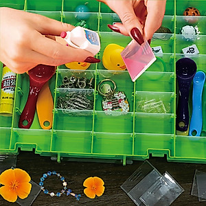 LZLMQSSA Large 48 Grids Transparent Plastic Organizer Box, Adjustable Compartment Craft Storage Container, Small Parts Organizer, Bead Organizers and Storage (Light green)