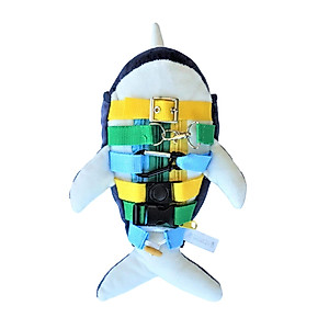 SENSORY4U Buckle Pillow Sensory Narwhal Stuffed Animal Fine Motor Development Toy Activity Plushie - Counting Sorting Zipper Skills Marble Maze Toy