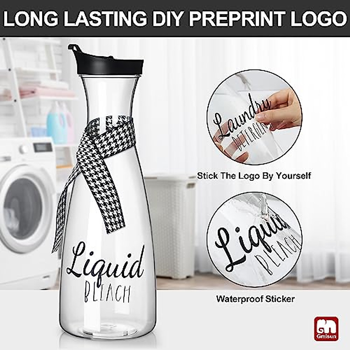 GMISUN 3 Pack 56oz Laundry Detergent Dispenser for Laundry Room Decor, Laundry Soap Dispenser for Laundry Organization and Storage, Liquid Laundry Detergent for Fabric Softener, Bleach, Powder, Beads