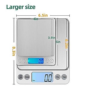 KUBEI Upgraded Larger Size Digital Food Scale Weight Grams and OZ, 5kg/0.1g Kitchen Scale for Cooking Baking, High Precision Electronic Scale with LCD Display