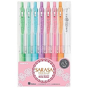 ZEBRA Sarasa Clip 0.5mm Ballpoint Pen, 8 Color Set (JJ15-8C-MK )