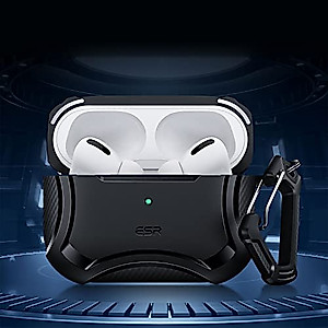 SaharaCase Cyber Armor Case for Apple AirPods Pro 2 (2nd Generation) [Rugged] Full Body Protection Antislip Grip Slim with Keychain - Black