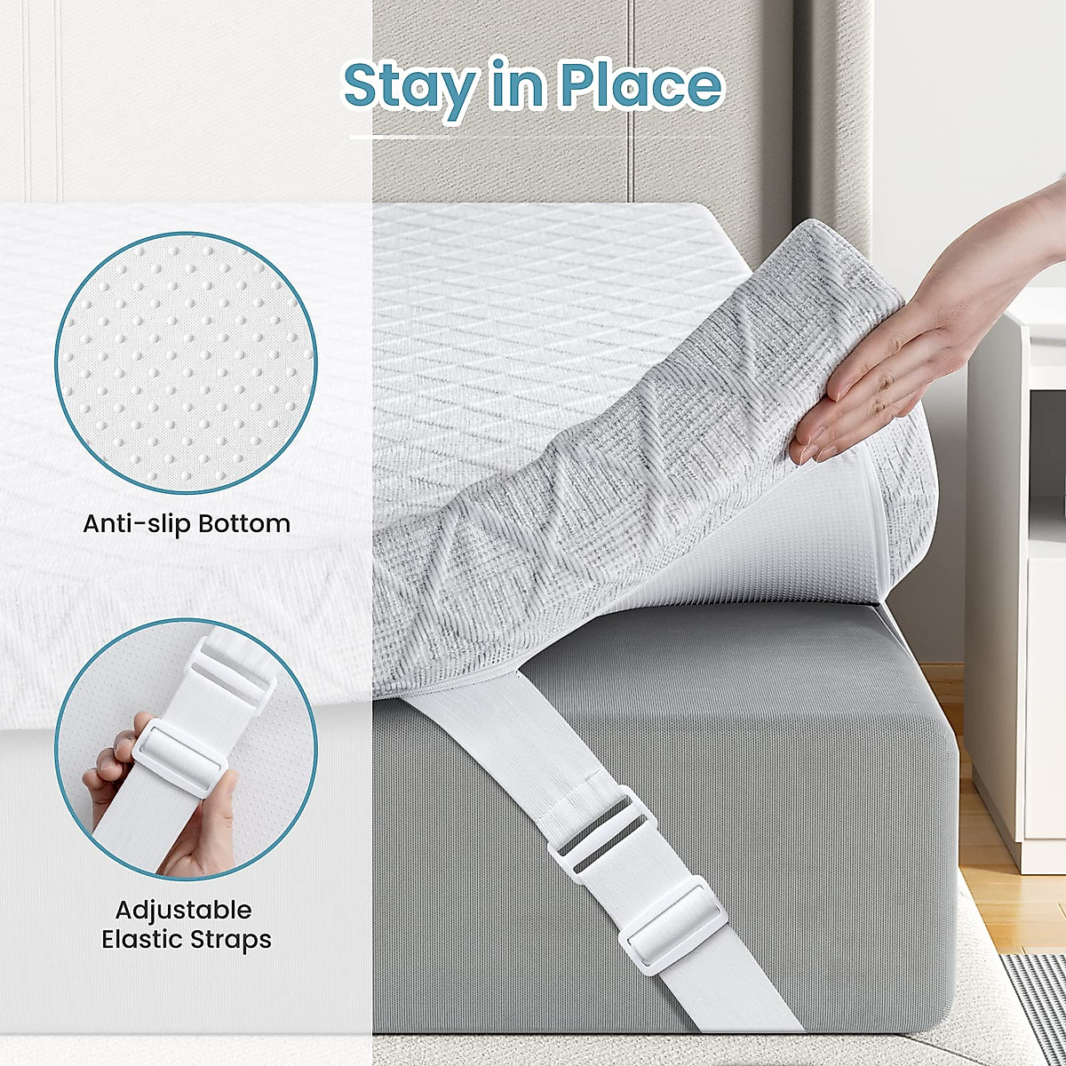 Sleepmax 3 Inch Firm Mattress Topper Queen Size- Firm to Extra Firm Memory Foam Bed Topper - Relieve Back Pain - High Density Foam Mattress Pad with Skin-Friendly Cover