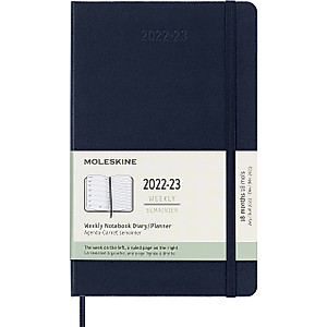 Moleskine Classic 18 Month 2022-2023 Weekly Planner, Hard Cover, Large (5" x 8.25"), Sapphire Blue