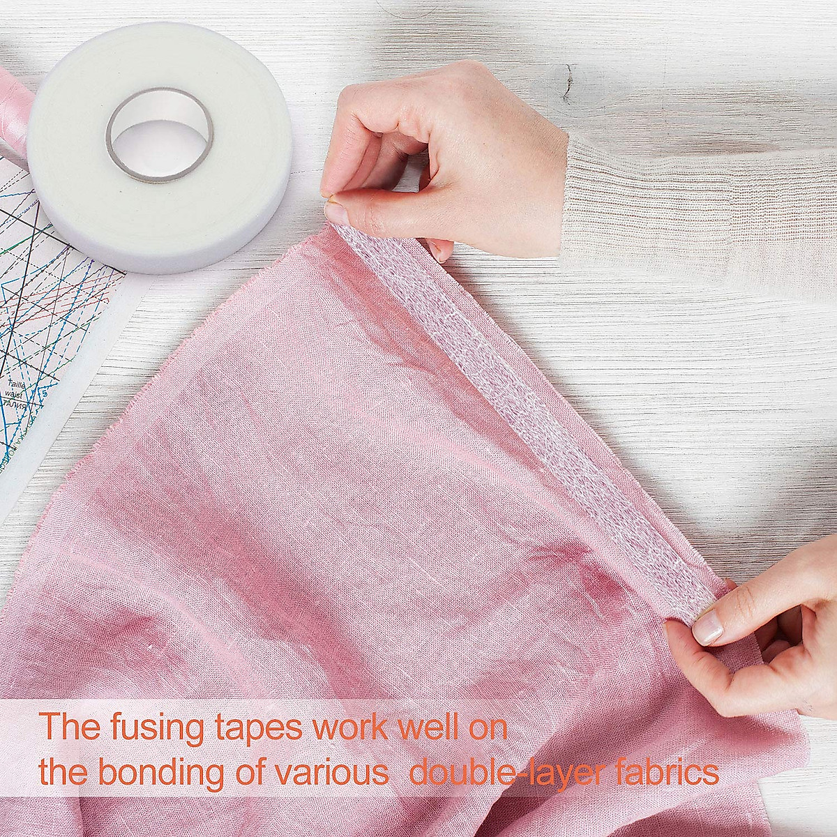 Iron-on Hemming Tape Fabric Fusing Tape Fusible Bonding Web Adhesive Tape for Bonding Clothes Jeans Pants Collars, 100 Yards (1/2 Inches)