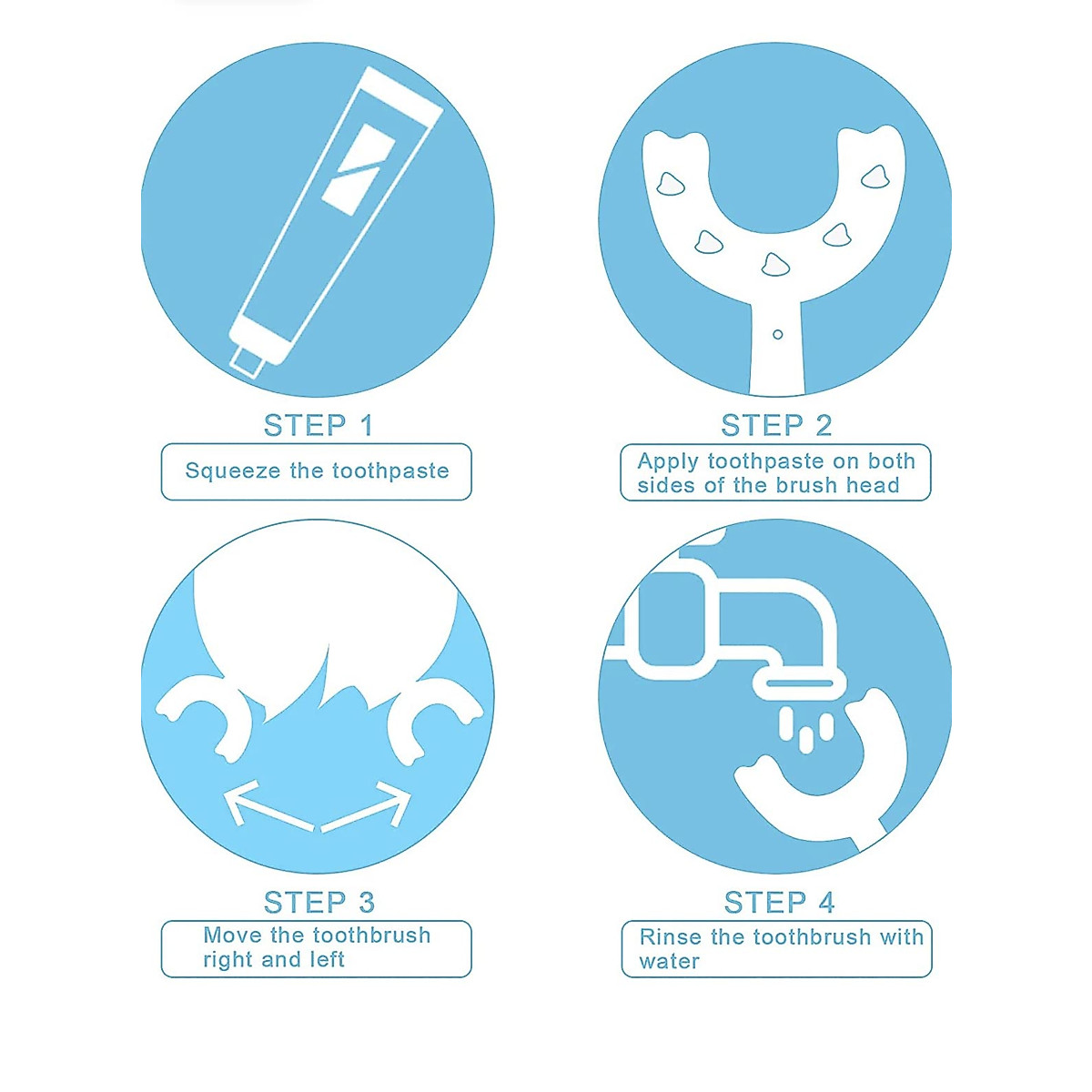 4 Piece Rounded U-Shaped Toothbrush for Kids- Soft and Gentle Silicone Material-Great and Gentle for Children's Teeth- Manual Brush- Teeth Cleaning Product- Easy to use, Pink and Blue