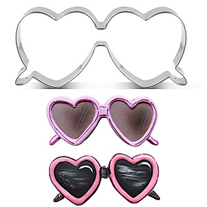 LILIAO Heart Shape Sunglasses Cookie Cutter Summer Beach Fondant Biscuit Cutter - 3.6 x 1.6 inches - Stainless Steel