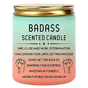 SOGLIM Scented Candles - Inspirational Gifts, Boss Lady Gifts for Women - Congratulation Gifts for Badass Women Men - Encouragement Gifts - Badass Women Gifts, New Job, Promotion, Proud of You Gifts
