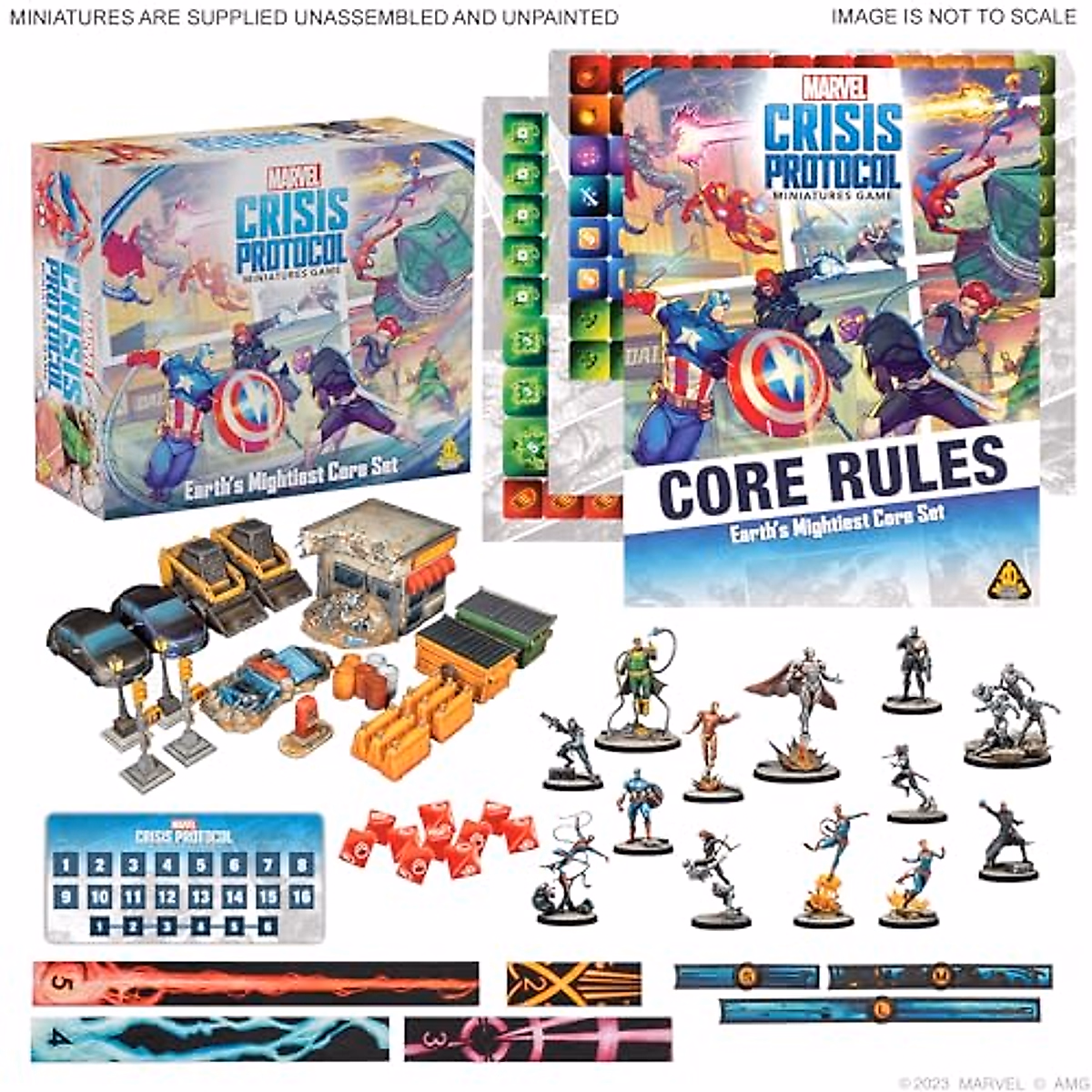 Marvel: Crisis Protocol Earth's Mightiest CORE Set - Iconic Heroes & Villains for Epic Battles! Tabletop Superhero Game, Ages 14+, 2 Players, 90 Minute Playtime, Made by Atomic Mass Games