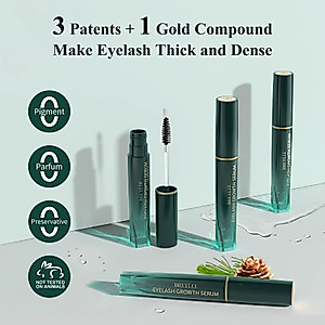 Eyelash Growth Serum, BREYLEE Lash Boost Serum, Eyelash Conditioner for Longer, Fuller, & Thicker Lashes, Gold (3ML/ 0.1 Fl. Oz),Fast Results in 30 days